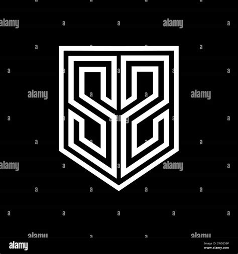 Sz Letter Logo Monogram Shield Geometric Line Inside Shield Isolated