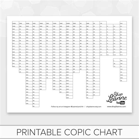 Printable Copic Marker Chart Full Marker Chart Print And Etsy
