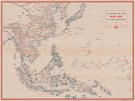 National War Front Ww2 Map Of The Pacific Theatre 1944 C The Map House