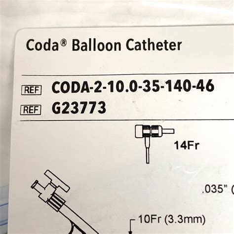 New Cook Medical Ref G23773 Coda Balloon Catheter Exp 2023 03