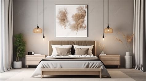 3d로 렌더링된 침실 인테리어 모형 현대적인 스칸디나비아 포스터 프레임 침대 배경 현대 침실 침실 인테리어 배경 일러스트 및 사진 무료 다운로드 Pngtree