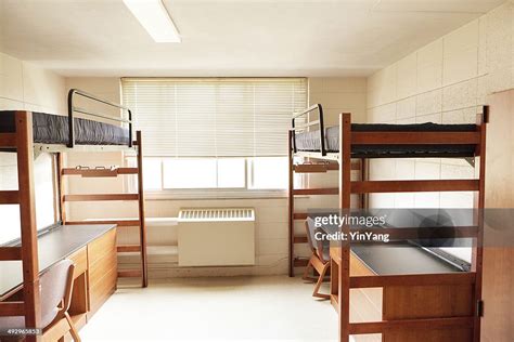 University College Dorm Room With Bunkbeds Empty Unoccupied Student