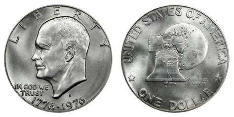 1976 S Eisenhower Bicentennial Dollar 40 Silver Type 1 Low Relief