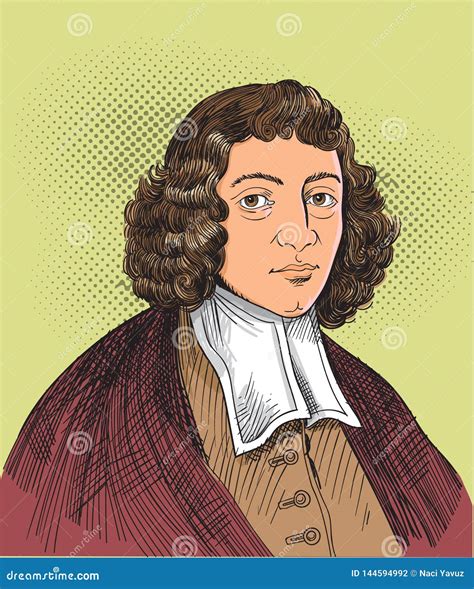 Benedictus Spinoza Portrait In Line Art Illustration Stock Vector