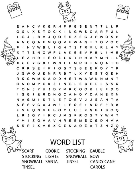 Christmas Themed Word Search Coloring Page Free Printable Coloring