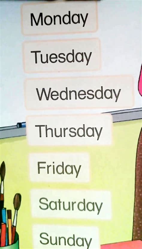 آموزش روز های هفته به انگلیسی