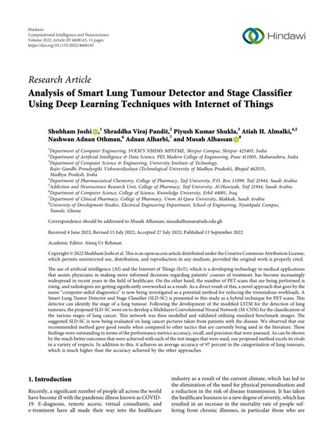 PDF Analysis Of Smart Lung Tumour Detector And Stage Classifier Using Deep Learning Techniques