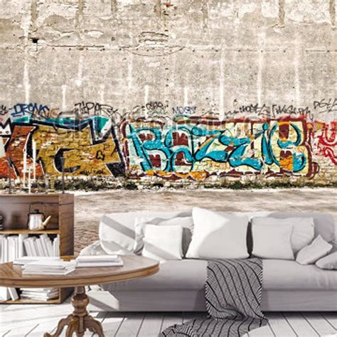 3d Graffiti Brick Wallpaper Etsy