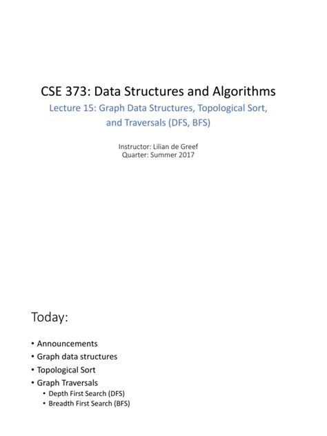 Lecture 15 Graph Data Structures And Traversals Download Free Pdf
