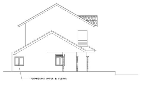 2d Design Of Rear Side Elevation In Autocad Drawing Cad File Dwg File