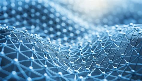 Blue Abstract Background With A Network Grid And Particles Connected