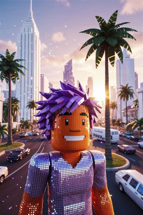 Illustration Of A Lively Smiling Avatar Character Made Of Glittering