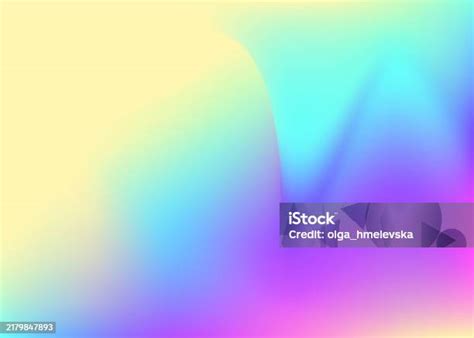 홀로그램 배경입니다 레트로 미니멀리스트 초대장 걸리 플루이드 유니콘 커버 바이올렛 네온 그라디언트 소프트 벡터 추상 질감 진주빛 질감 파란색 홀로그램 배경 기하에 대한 스톡