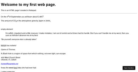 First Test Html Codesandbox