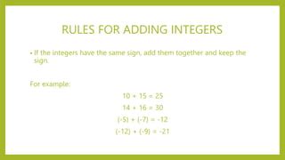 Adding And Subtracting Integers Pptx