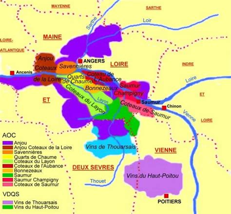 apelações Savennieres e Coteaux du Layon France wine Wine map Wines