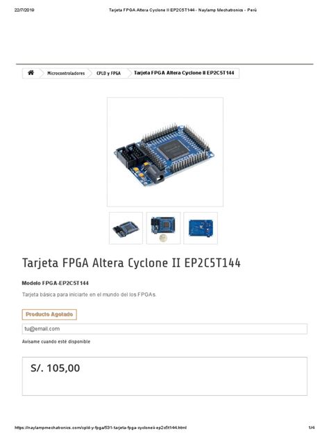 Tarjeta Fpga Altera Cyclone Ii Ep2c5t144 Naylamp Mechatronics Perú Pdf Arreglos De