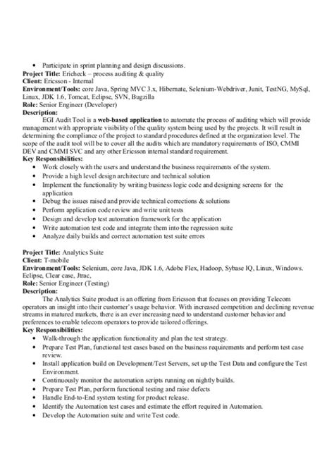 Sample Resume For Qtp Automation Testing Williamson