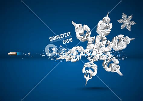 Vector Bullet Sends A Shot Through Snowflake Royalty Free Stock Image