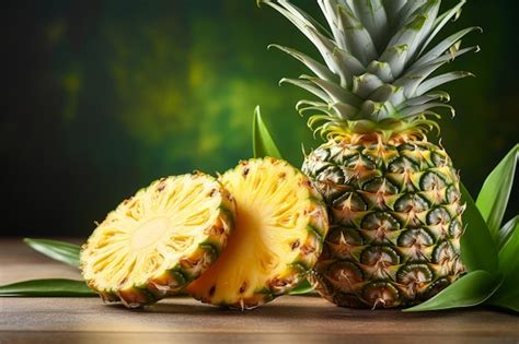 Premium Photo Tropical Delight Captivating Half Cut Ripe Pineapple