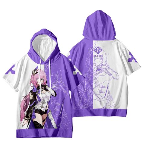 ใหม่ เสื้อกันหนาว เสื้อฮู้ดดี้ แขนสั้น พิมพ์ลายอนิเมะ Honkai Impact 3