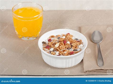 Cereal And Juice Breakfast Stock Image Image Of Juice 13200019