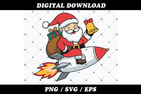 Santa Claus Riding Rocket Illustration Graphic By Lalamooo · Creative