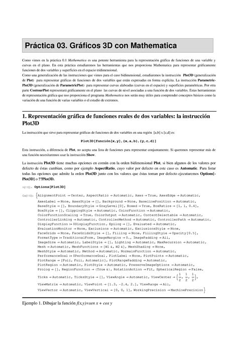 Practica 03 Graficas 3d Práctica 03 Gráficos 3d Con Mathematica Como