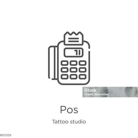 문신 스튜디오 컬렉션에서 Pos 아이콘 벡터입니다 얇은 선 Pos 개요 아이콘 벡터 일러스트 레이 션입니다 웹 사이트 디자인 및