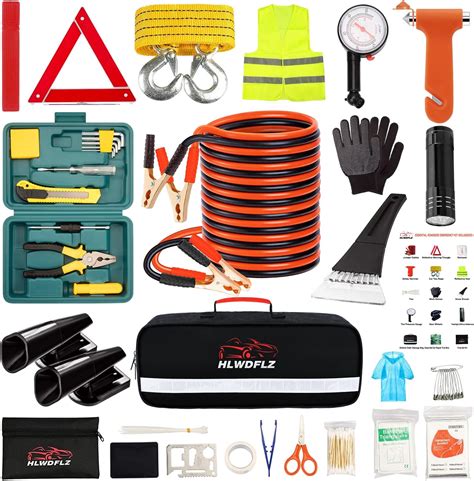 Hlwdflz Car Roadside Emergency Kit 86pcs Winter Traveler