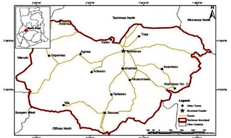 A Location Map Showing Techiman As The Capital Of The Techiman Download Scientific Diagram