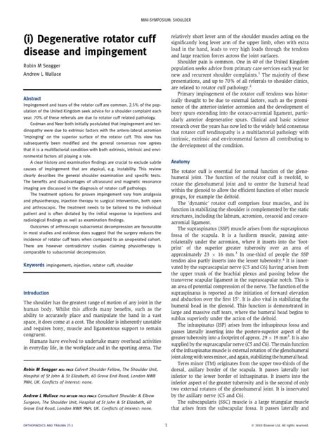 Degenerative Rotator Cuff Disease And Impingement Pdf Shoulder