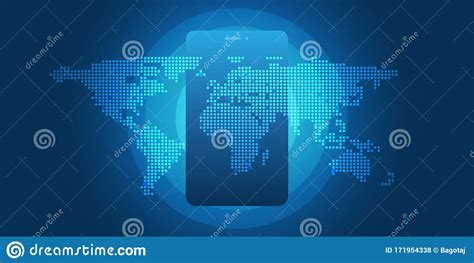 Cloud Computing Design Concept With World Map And Mobile Device Digital Network Connections