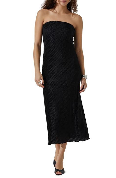 Astr The Label Plissé Strapless Midi Dress Nordstrom