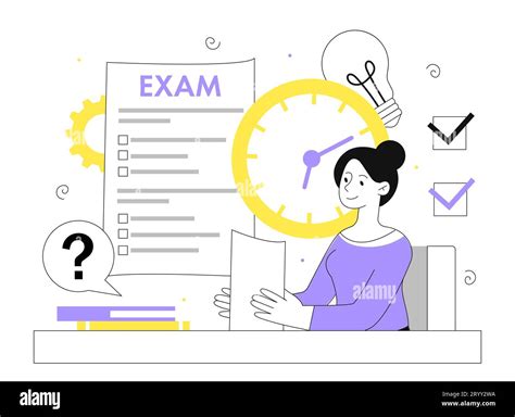 Woman With Exams Vector Line Concept Stock Vector Image And Art Alamy