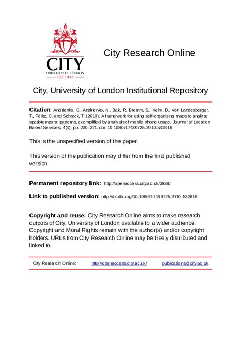 Pdf A Framework For Using Self Organising Maps To Analyse Spatio Temporal Patterns