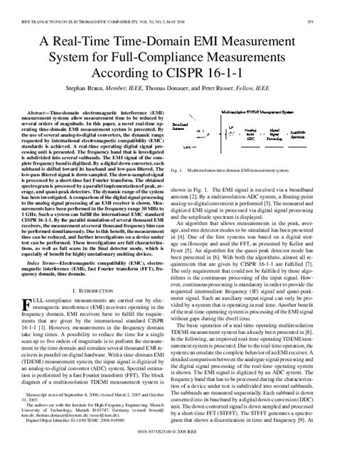 Pdf A Real Time Time Domain Emi Measurement System For Full Compliance Measurements According