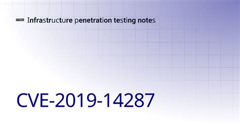 CVE Infrastructure Penetration Testing Notes