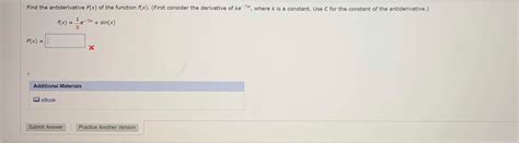 Solved Find The Antiderivative F X Of The Function F X