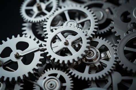 Highdetail Image Of Silver Clockwork Gears Against A Dark Background