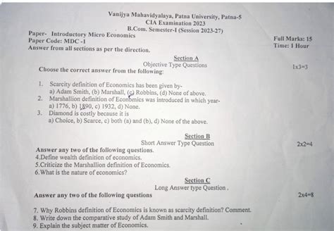 Section A Objective Type Questions Choose The Correct Answer From The F