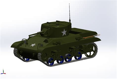 M22轻型战车坦克模型3d图纸 Solidworks设计 附igs Keryi