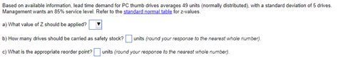 Solved Based On Available Information Lead Time Demand