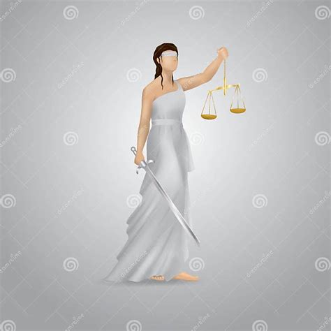 Lady Justice Statue Vector Illustration Decorative Design Stock Vector