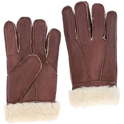 Mens Leather Sheepskin Gloves Nap Brown Db 705
