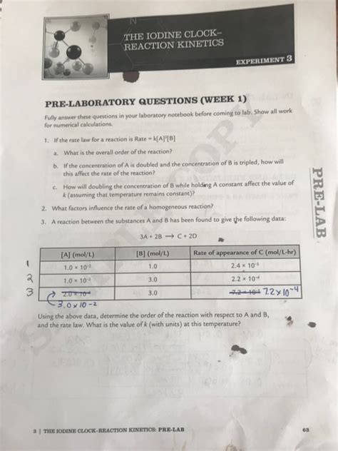Solved THE IODINE CLOCK REACTION KINETICS EXPERIMENT 3 Chegg
