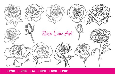 Rose Line Art Graphic by Aleeza Design · Creative Fabrica