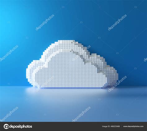 Cloud Computing Hosting Concept White Pixel Art Cloud Technology Blue Stock Photo Souda