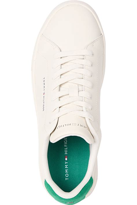 Tommy Hilfiger Men White Th Court Lth Detail Sneakers Trendyol