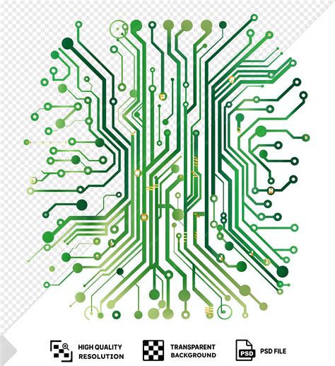 Premium Psd Awesome Abstract Vector Circuitry Symbol Tech Green On A
